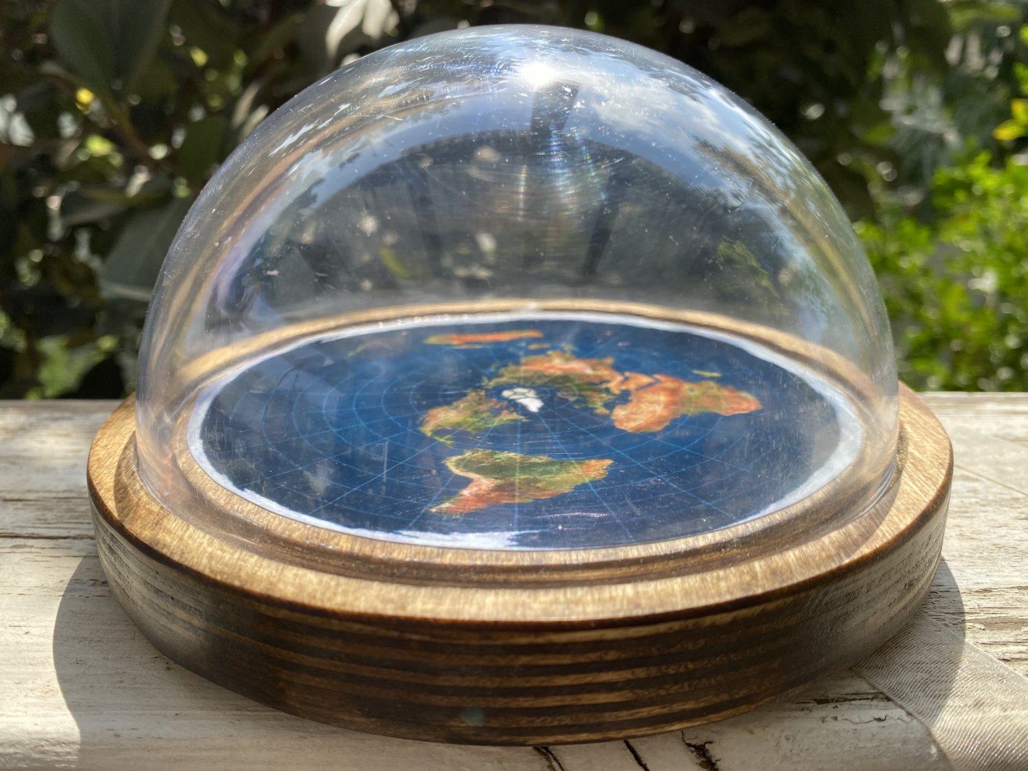 Flat Earth Model World Map XL Wood Base Gleason Hyperborea Eden Relam ...