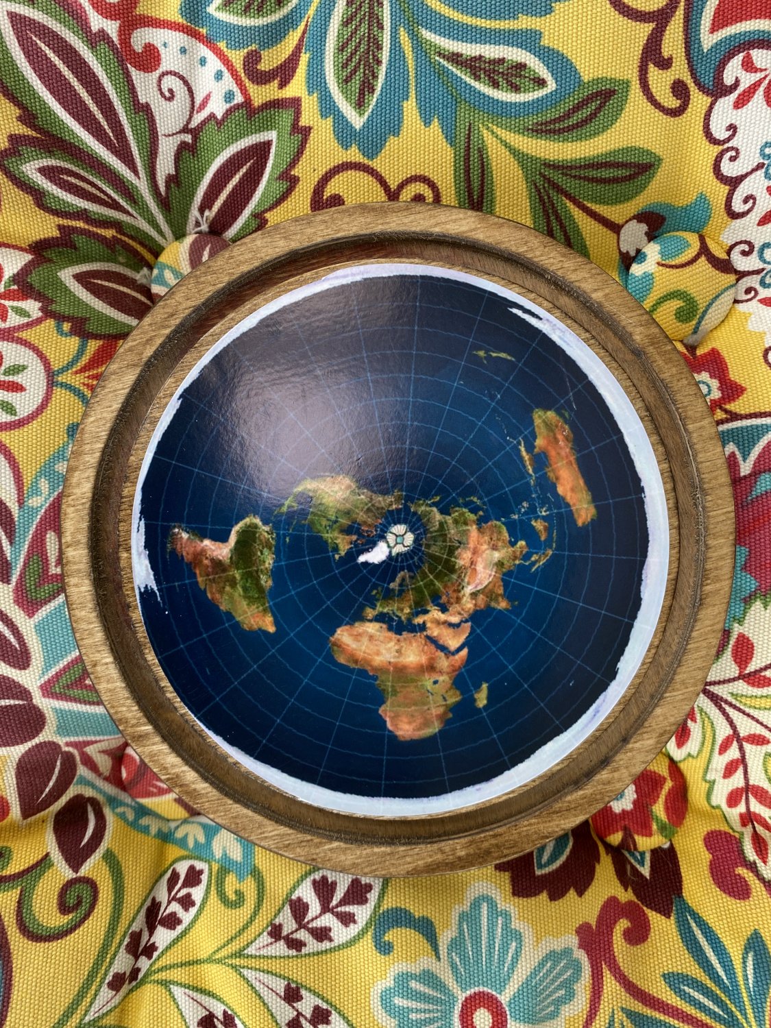 Flat Earth Model World Map XL Wood Base Gleason Hyperborea Eden Relam ...