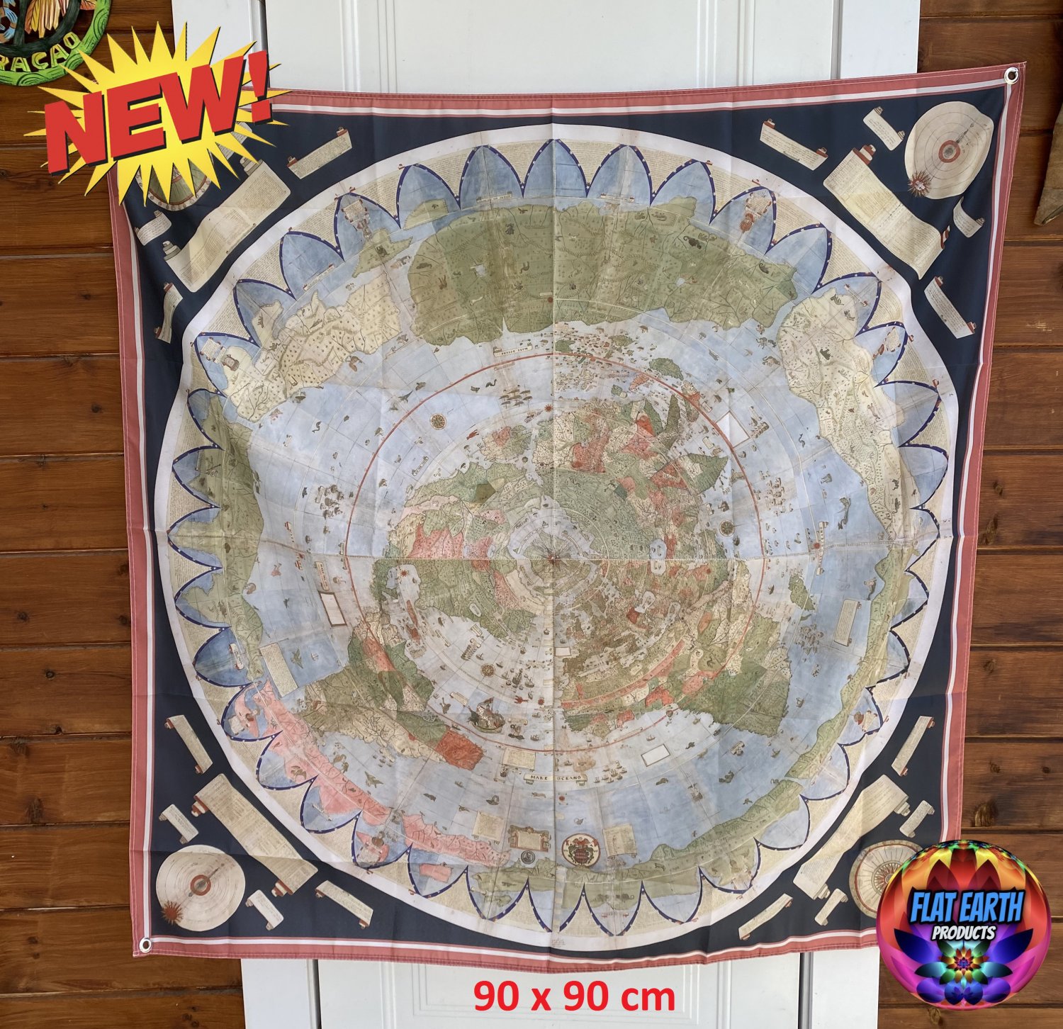 Flat Earth Urbano Monte 1587 Map High-quality World Flag 90X90cm Large ...