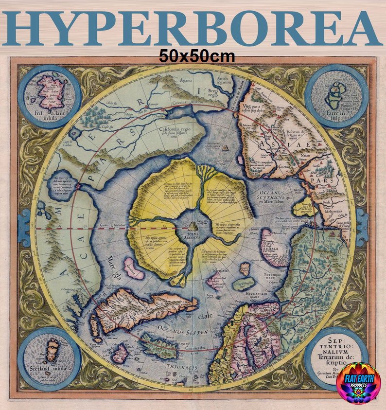 Hyperborea Rupes Nigra North Pole Flat Earth Map Canvas Print 50x50cm ...