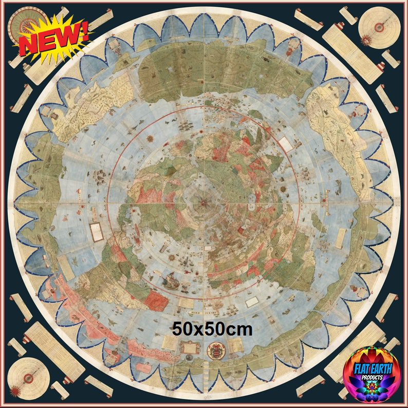 Urbano Monte World Flat Earth Map 1587 Canvas Print 50x50cm Hyperborea North Pole Polaris Eden Relam