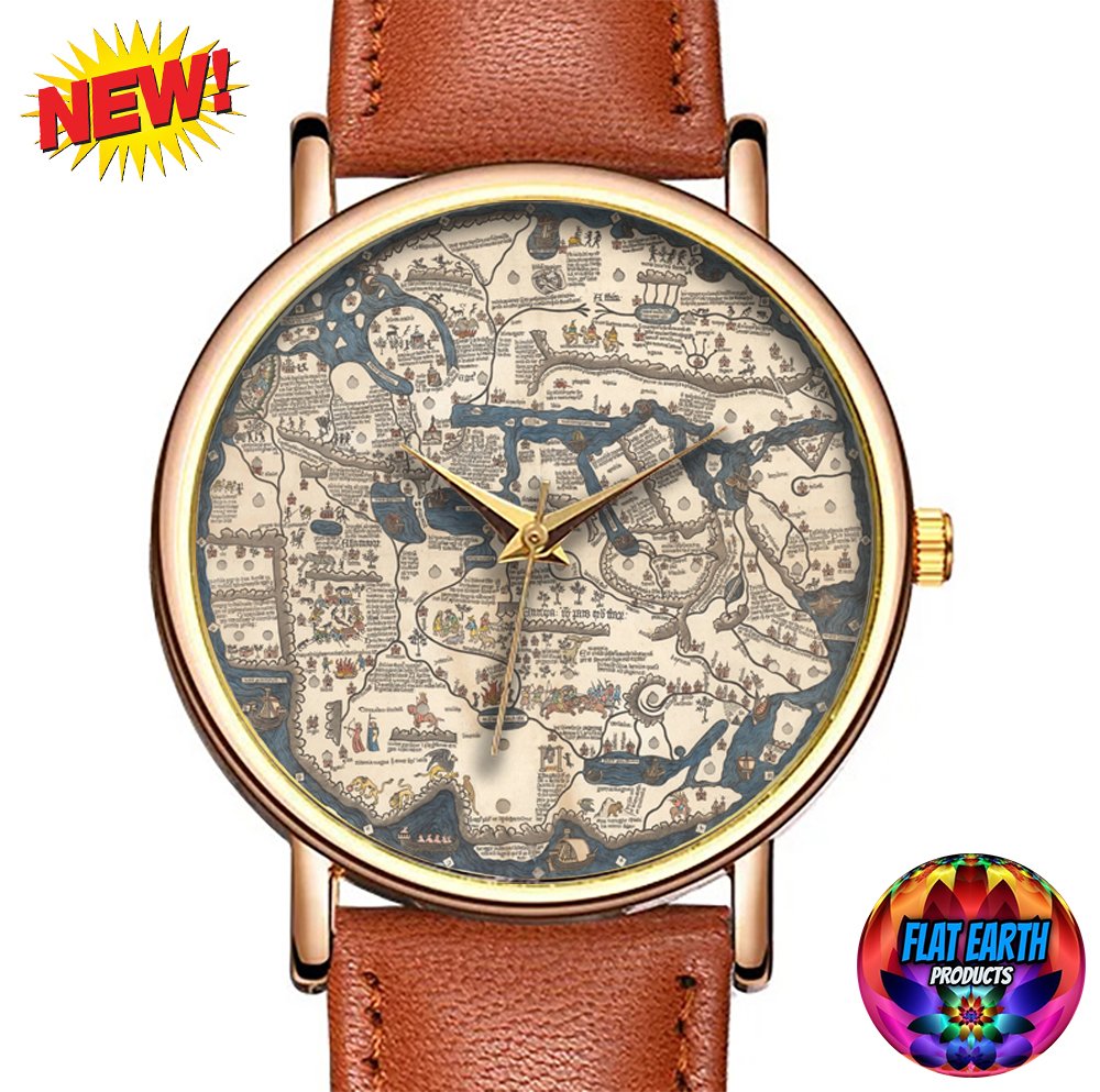 1797 Flat Earth Borgia World Map Watch Brown Leather Unisex Wristwatch ...