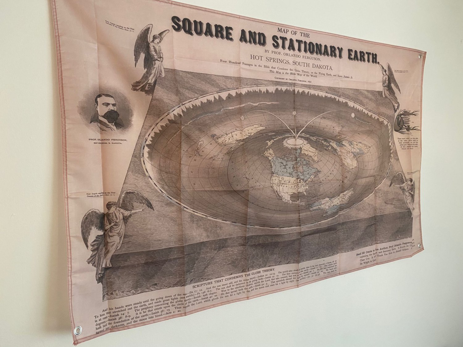 40x60cm Flat Earth Flag Map by Orlando Ferguson 1893 Square And ...