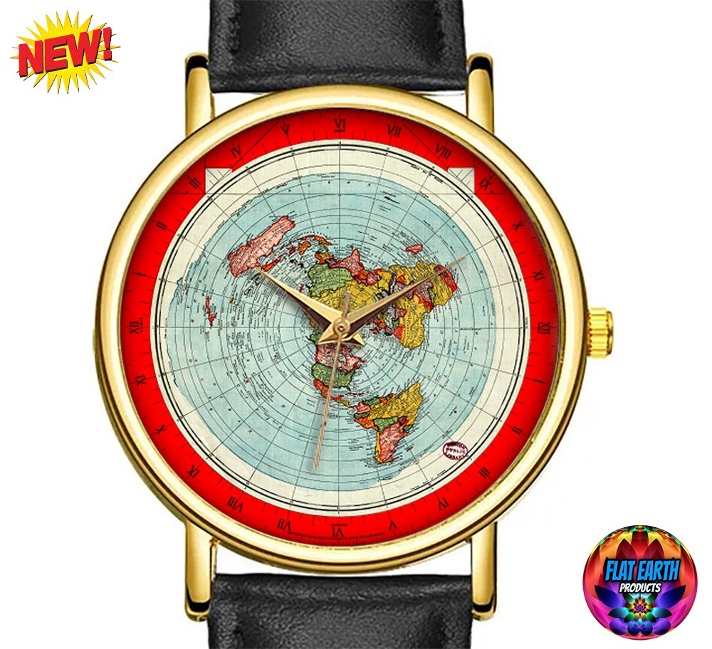 Red Alexander Gleason Flat Earth Wristwatch New Standard Map Watch ...