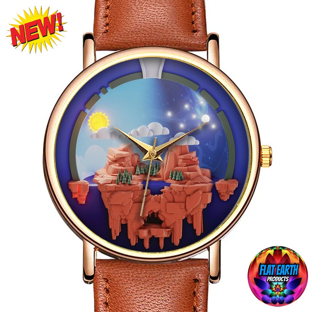 Hebrew Cosmology Flat Earth Wristwatch World Map Watch Brown Band ...