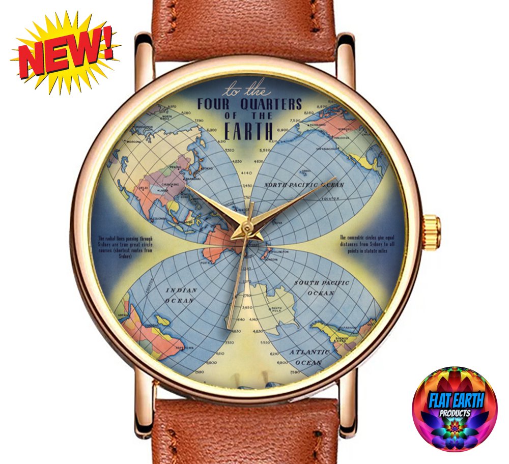 Qantas Empire Airways Flat Earth Map Wristwatch Brown Band 1938 World ...