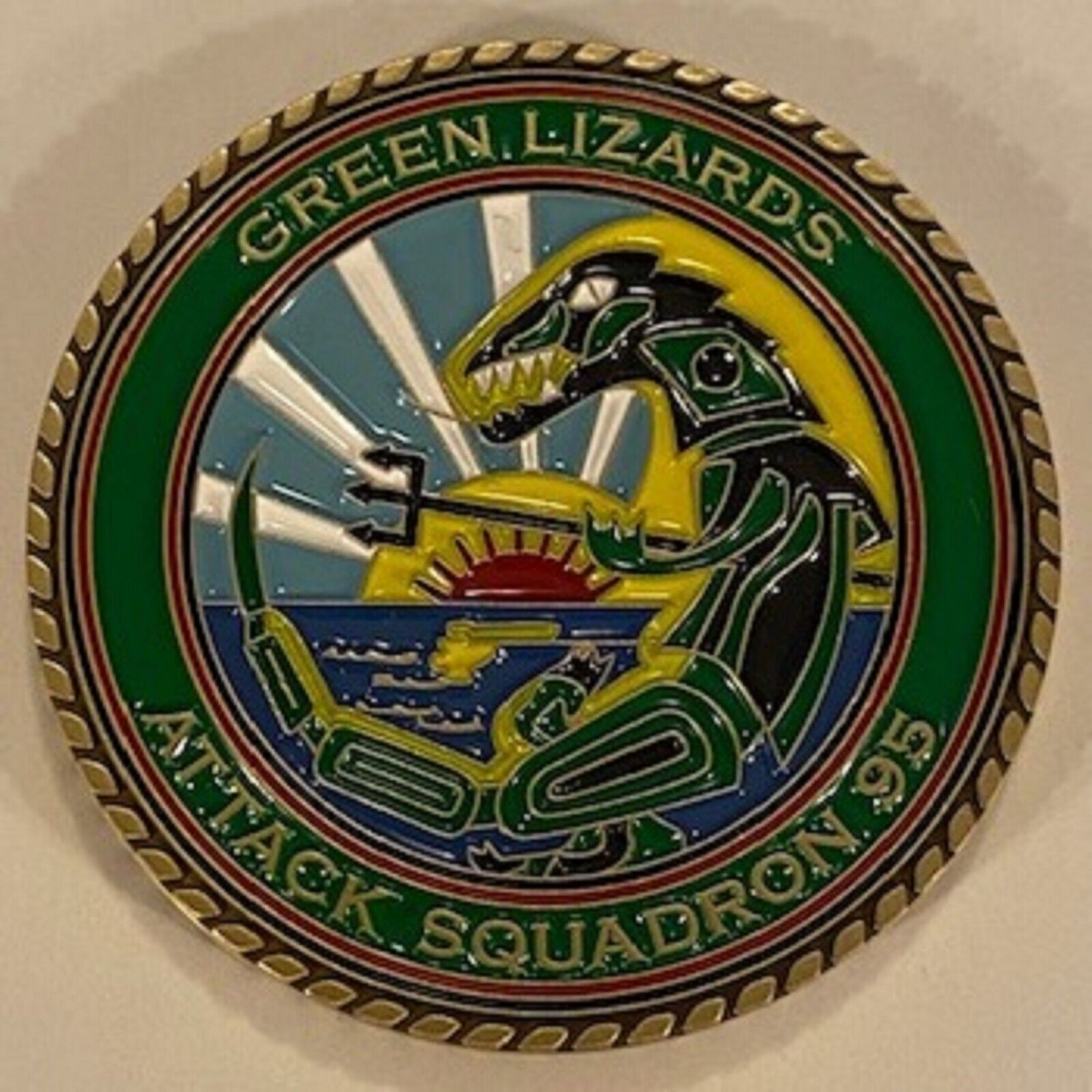 NAVY VA-95 GREEN LIZARDS INTRUDER A-6 GRUMMAN CHALLENGE COIN