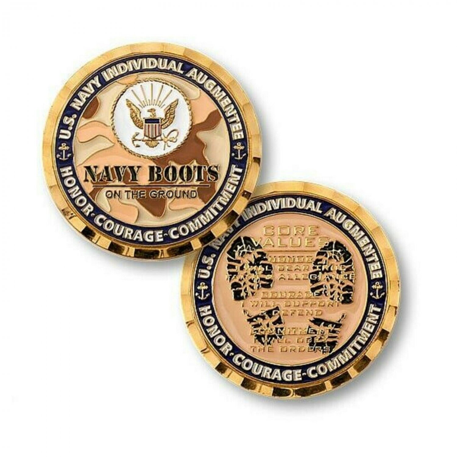 NAVY BOOTS ON THE GROUND 1.75" INDIVIDUAL AUGMENTEE CHALLENGE COIN