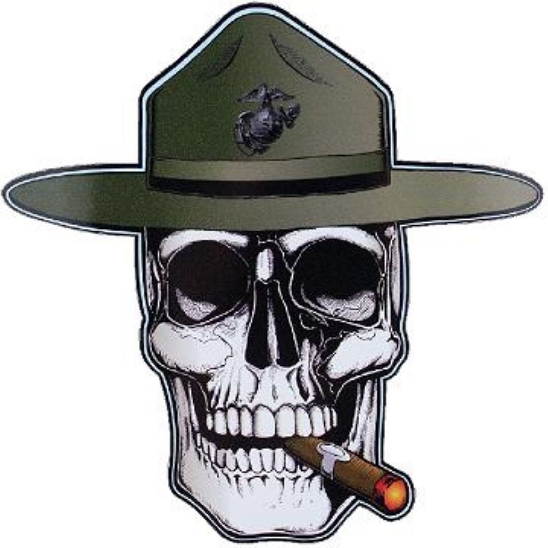 MARINE CORPS USMC DRILL INSTRUCTOR MADE IN USA 5" SKULL DECAL STICKER