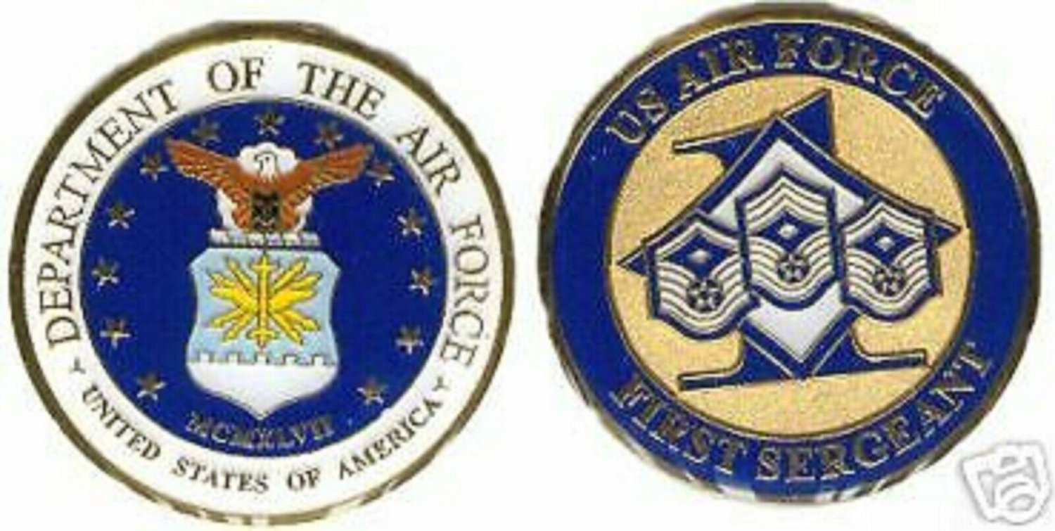 USAF AIR FORCE FIRST SERGEANT BLUE CHALLENGE COIN