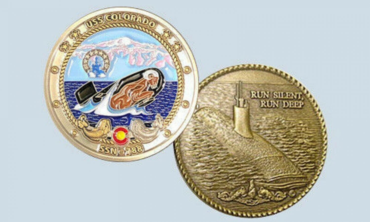 NAVY SUBMARINE USS COLORADO SSN-788 RUN SILENT RUN DEEP CHALLENGE COIN
