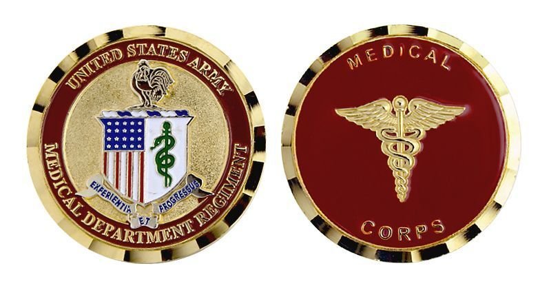 ARMY MEDICAL CORPS FLAG CADUCEUS AMEDD ROOSTER 1.75" CHALLENGE COIN
