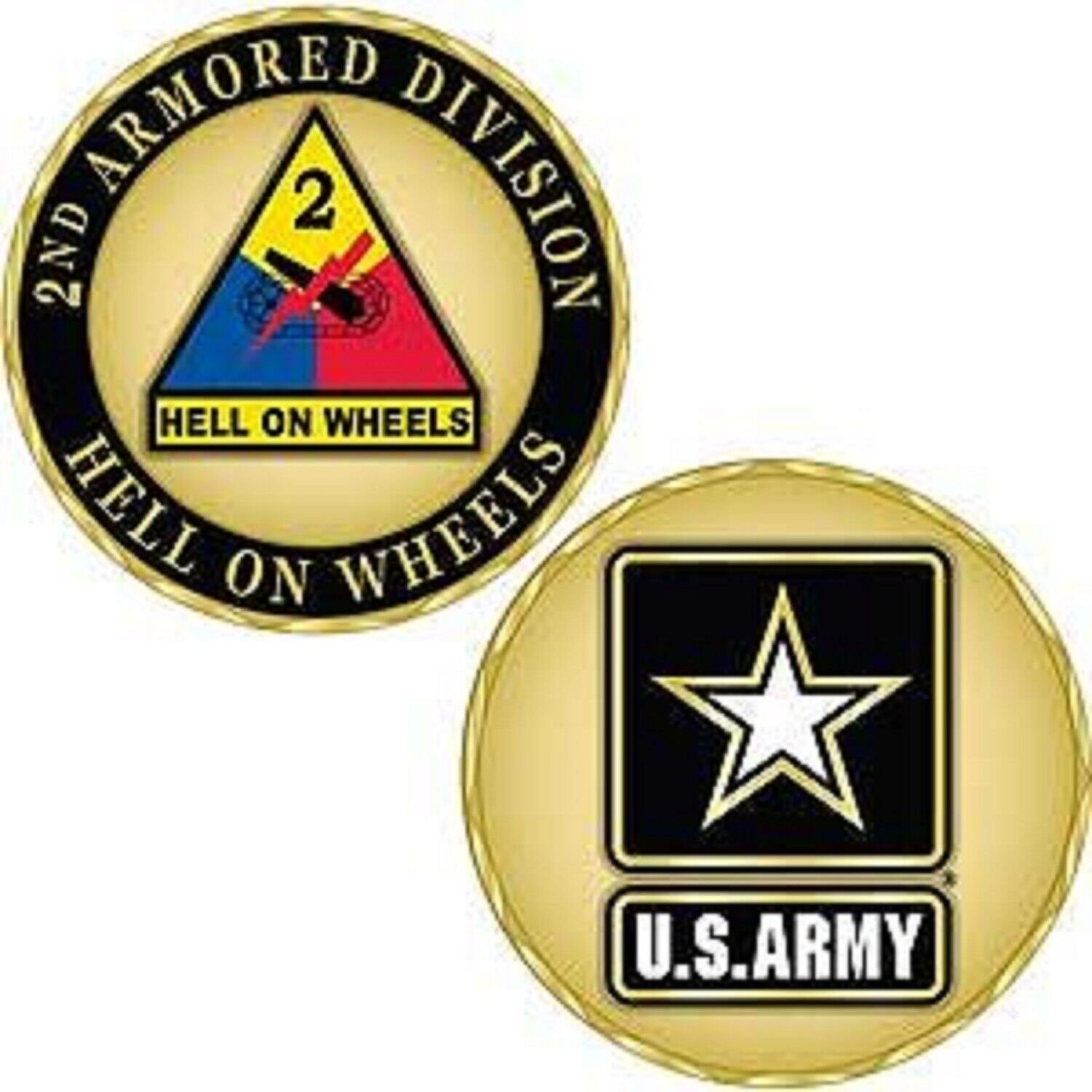 ARMY 2ND ARMORED DIVISION HELL ON WHEELS MILITARY CHALLENGE COIN