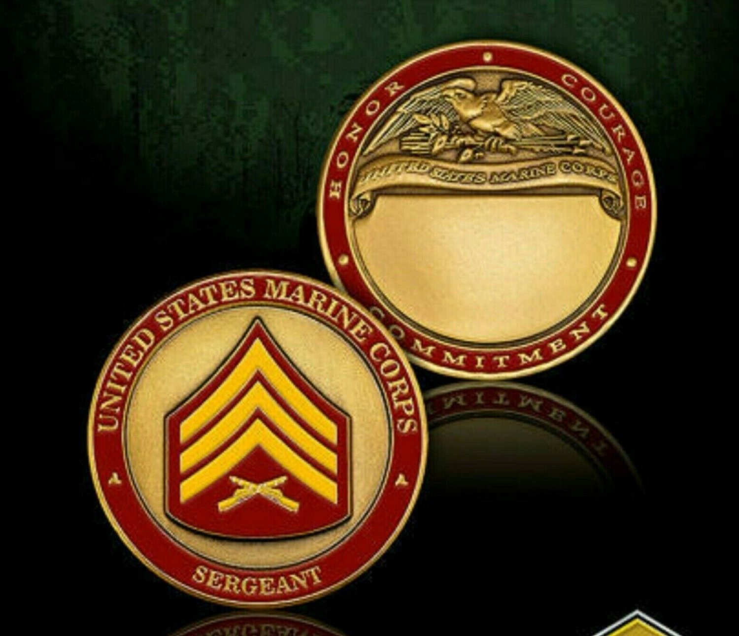 USMC MARINE CORPS SERGEANT ENGRAVABLE EGA 1.75" CHALLENGE COIN