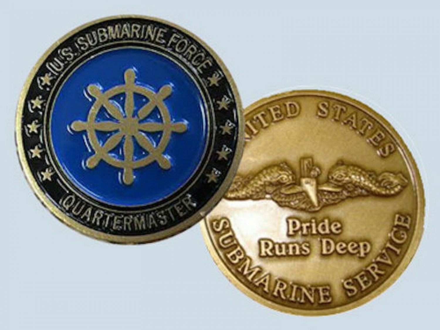submarine rate quartermaster qm logo navy challenge coin