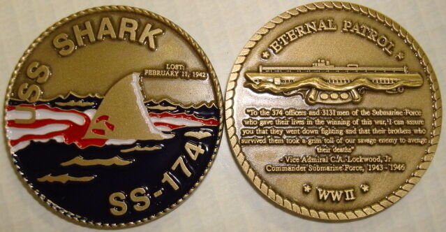 NAVY USS SHARK SS-174 SUBMARINE BLOOD CHALLENGE COIN