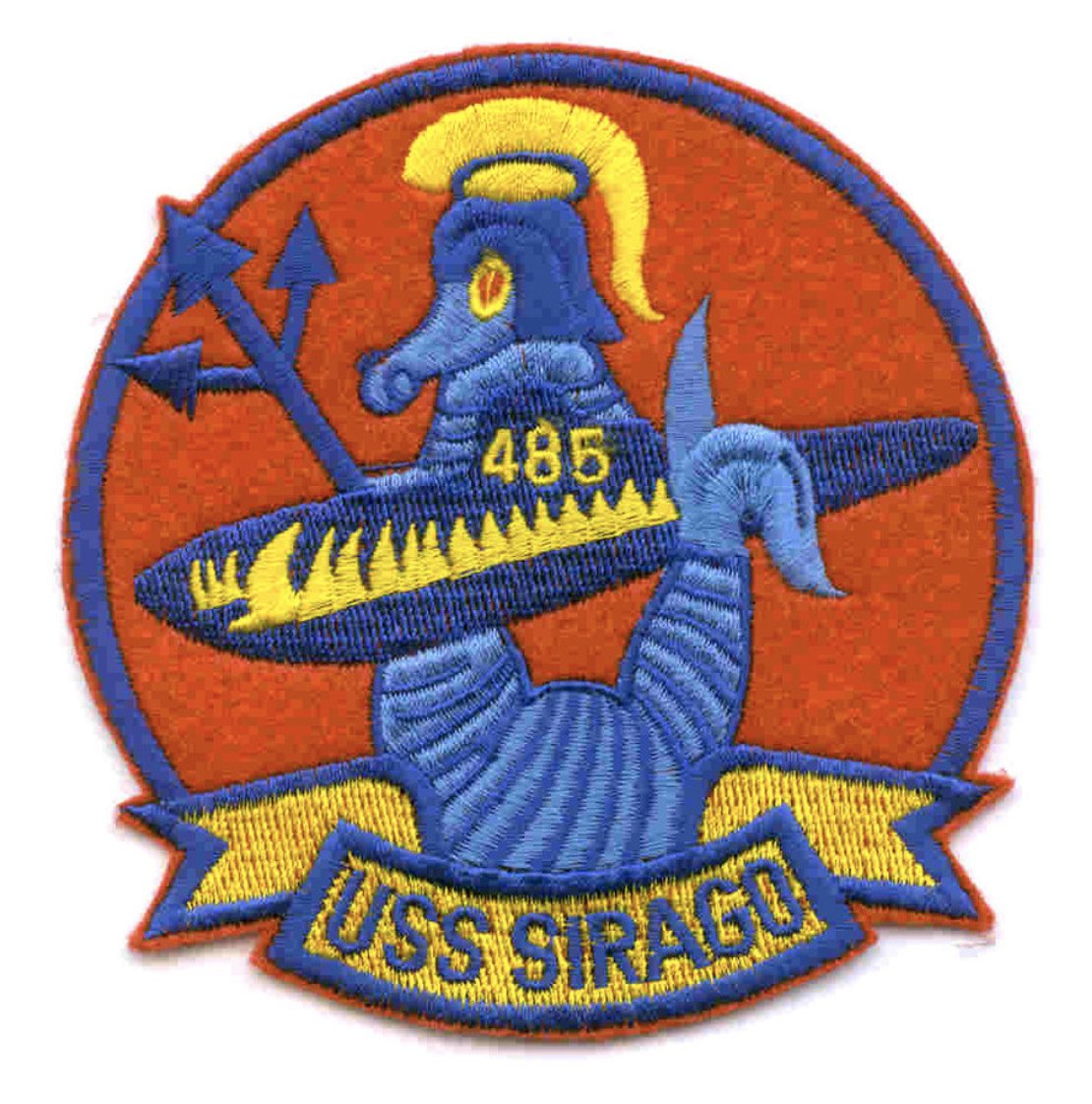 4.5" NAVY USS SS-485 SIRAGO EMBROIDERED PATCH