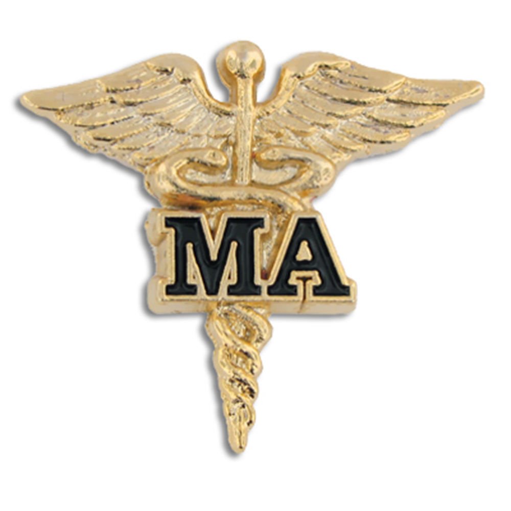 MA GOLD CADUCEUS MEDICAL ASSISTANT PIN