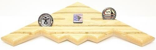 NORTHROP GRUMMAN B-2 SPIRIT CHALLENGE COIN WOOD HOLDER DISPLAY STAND