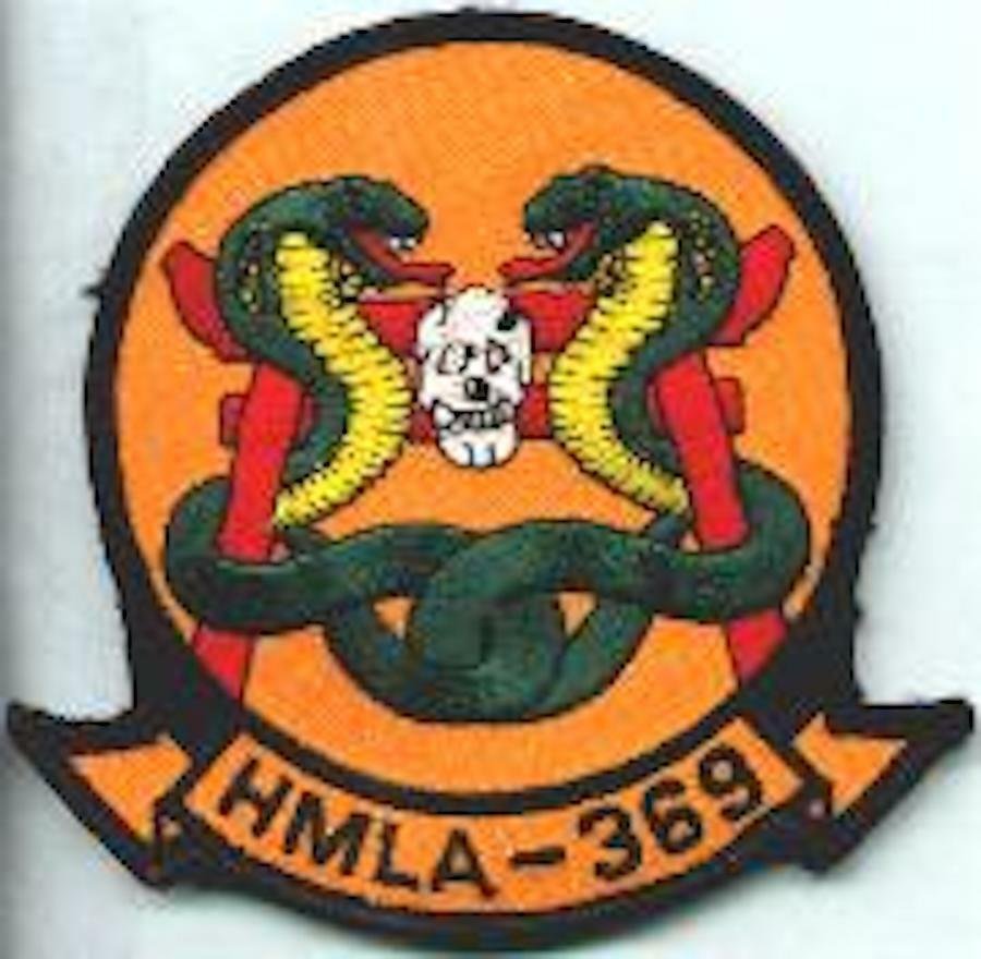 4" USMC MARINE CORPS HMLA-369 SQUADRON ORANGE HOOK & LOOP EMBROIDERED PATCH