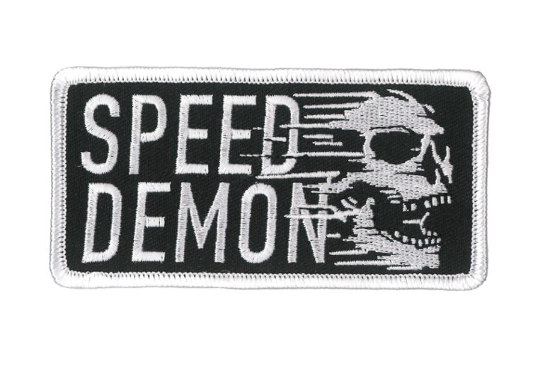 4" SPEED DEMON SKULL EMBROIDERED BIKER PATCH