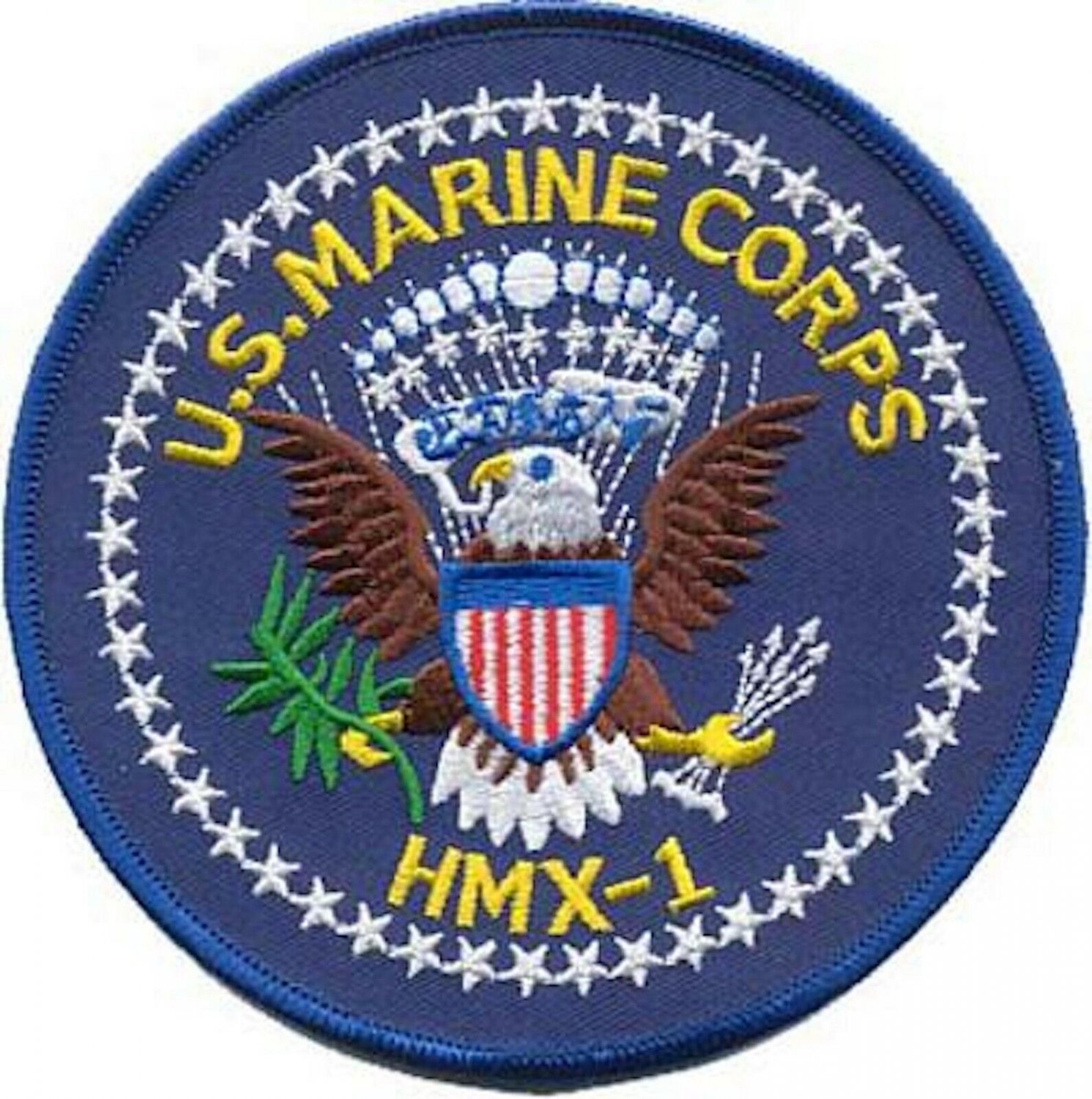 MARINE CORPS HMX-1 MARINE ONE HELICOPTER SQUADRON EMBROIDERED JACKET PATCH