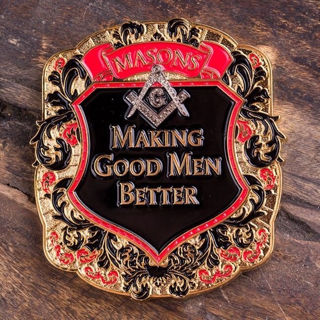 FREEMASON MASONIC MASON MAKING GOOD MEN BETTER 1.75" SHIELD CHALLENGE COIN