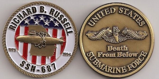 USS RICHARD B RUSSELL SSN-687 SUBMARINE CHALLENGE COIN