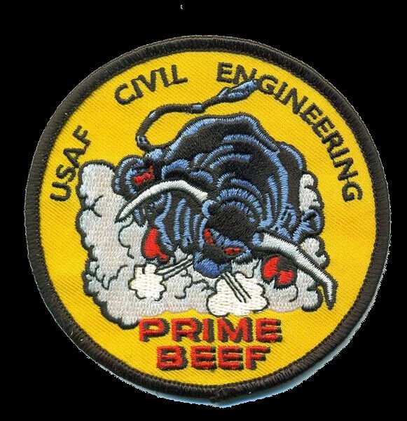 USAF AIR FORCE ENGINEERING PRIME BEEF COLOR ROUND MILITARY EMBROIDERED ...
