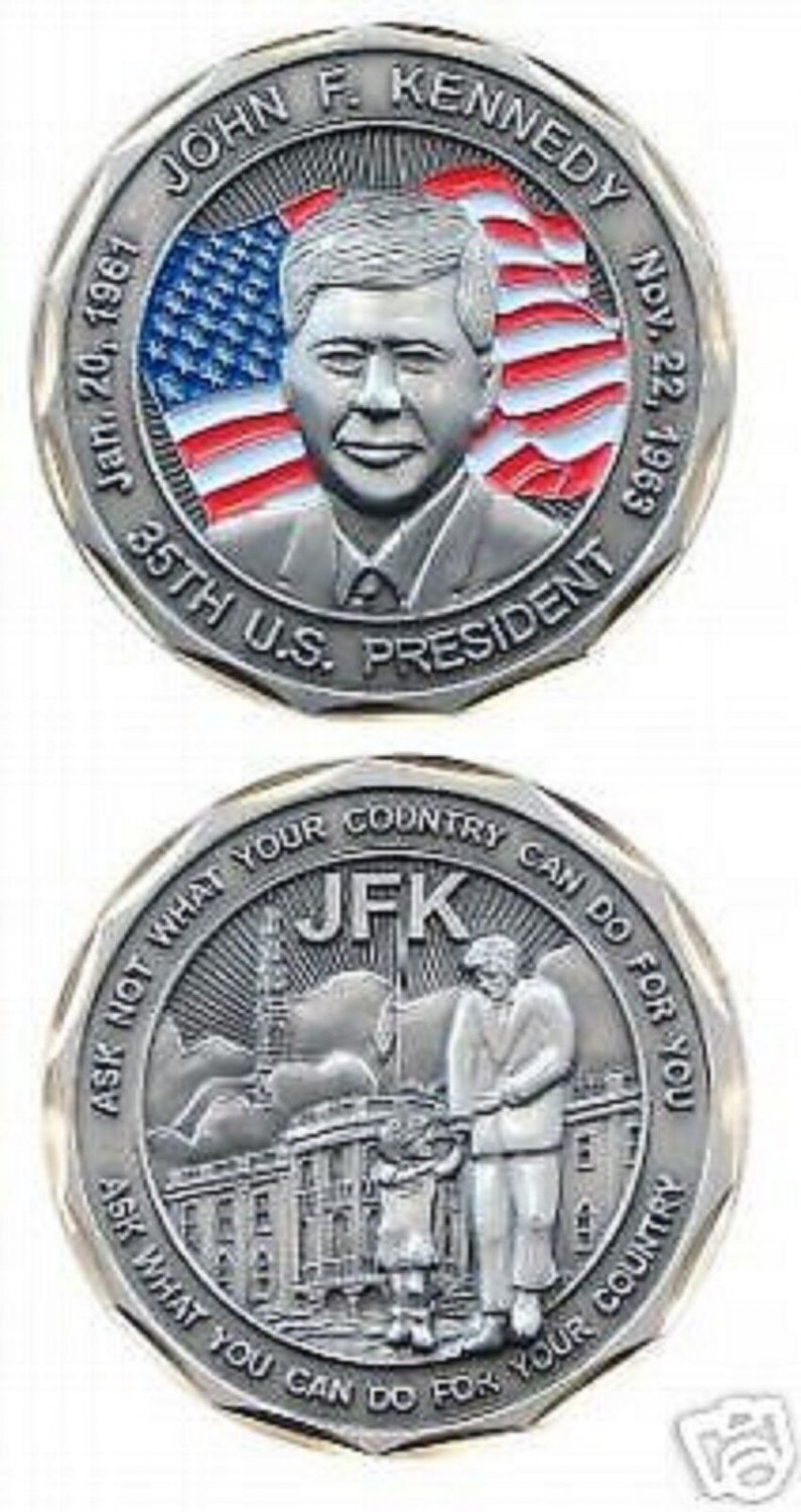 JOHN F. KENNEDY 35TH PRESIDENT COLOR CHALLENGE COIN