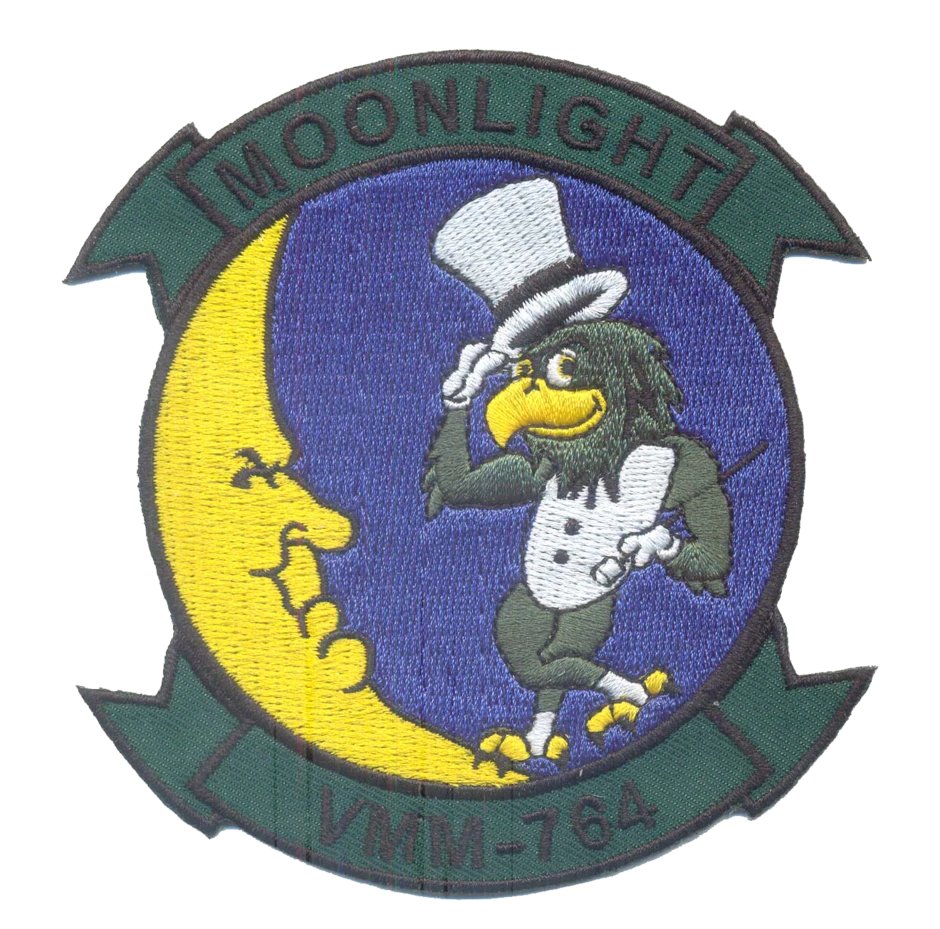 4" MARINE CORPS VMM-764 MOONLIGHT HELICOPTER HOOK LOOP EMBROIDERED ...