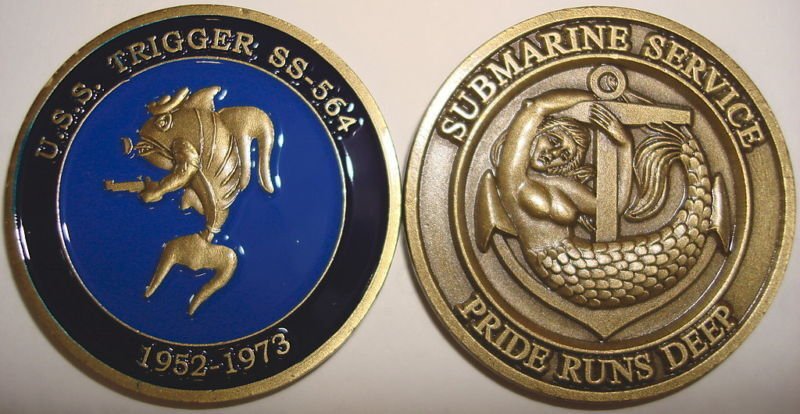 NAVY USS TRIGGER SS-564 SUBMARINE CHALLENGE COIN