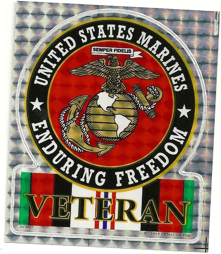 MARINE CORPS LOGO ENDURING FREEDOM VETERAN RIBBON OEF MILITARY DECAL ...