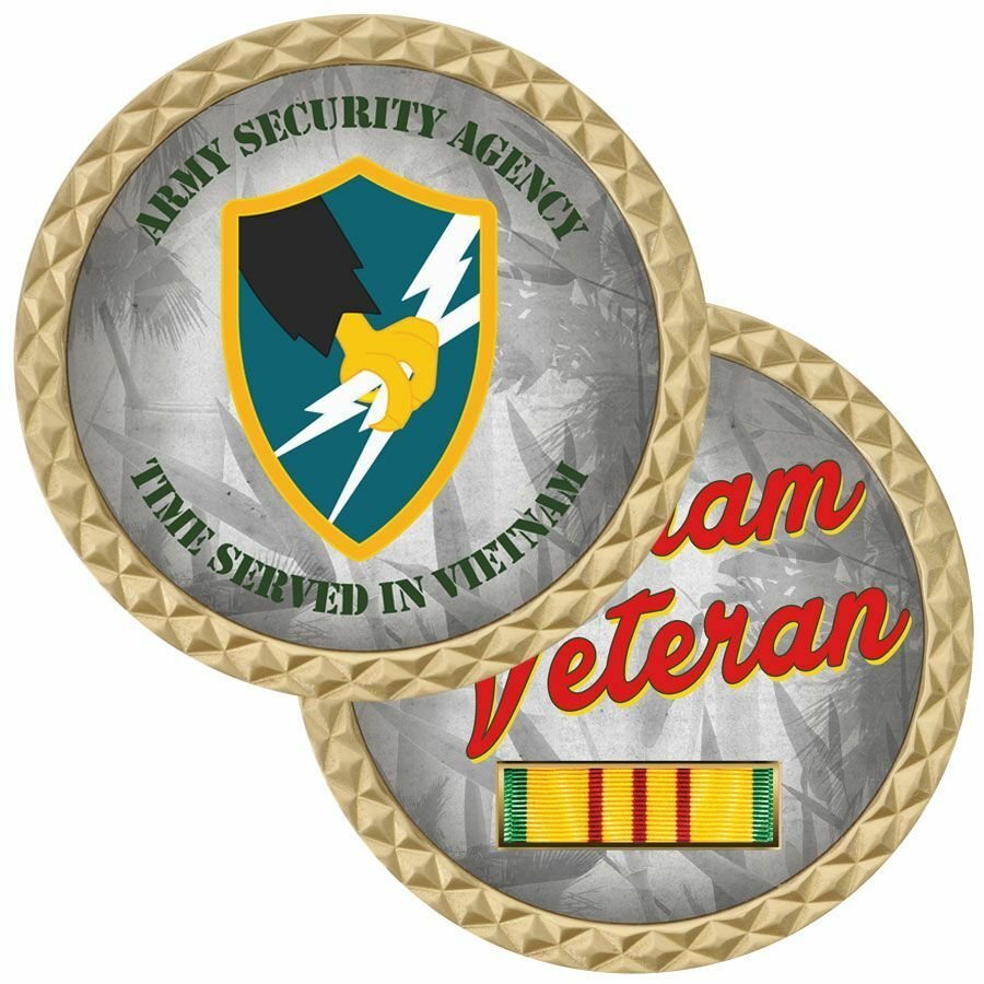 ARMY SECURITY AGENCY ASA VIETNAM VETERAN RIBBON 1.75" CHALLENGE COIN
