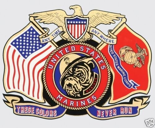 USMC MARINE CORPS THESE COLORS NEVER RUN WINDOW DECAL