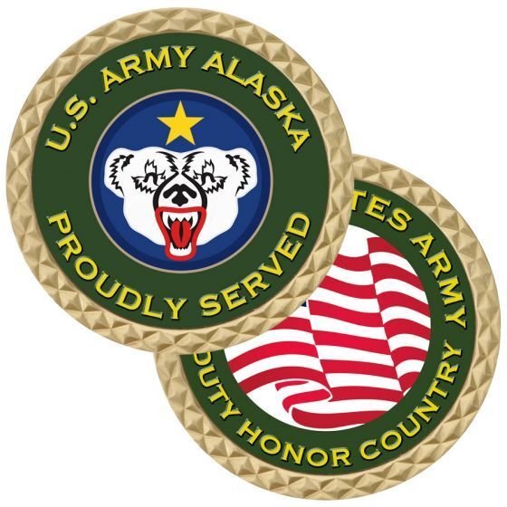 UNITED STATES ARMY ALASKA PROUDLY SERVED 1.75" CHALLENGE COIN POLAR BEAR