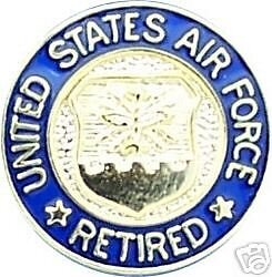 USAF AIR FORCE RETIRED COLOR LAPEL PIN