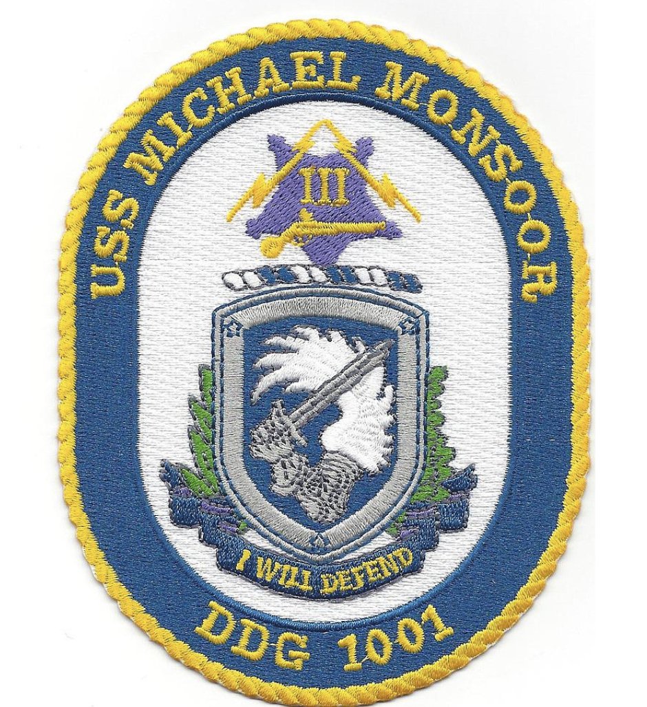 5" USS MICHAEL MONSOOR DDG 1001 NAVY EMBROIDERED PATCH