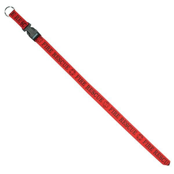 FIRE AND RESCUE BLACK ON RED LOGO LANYARD