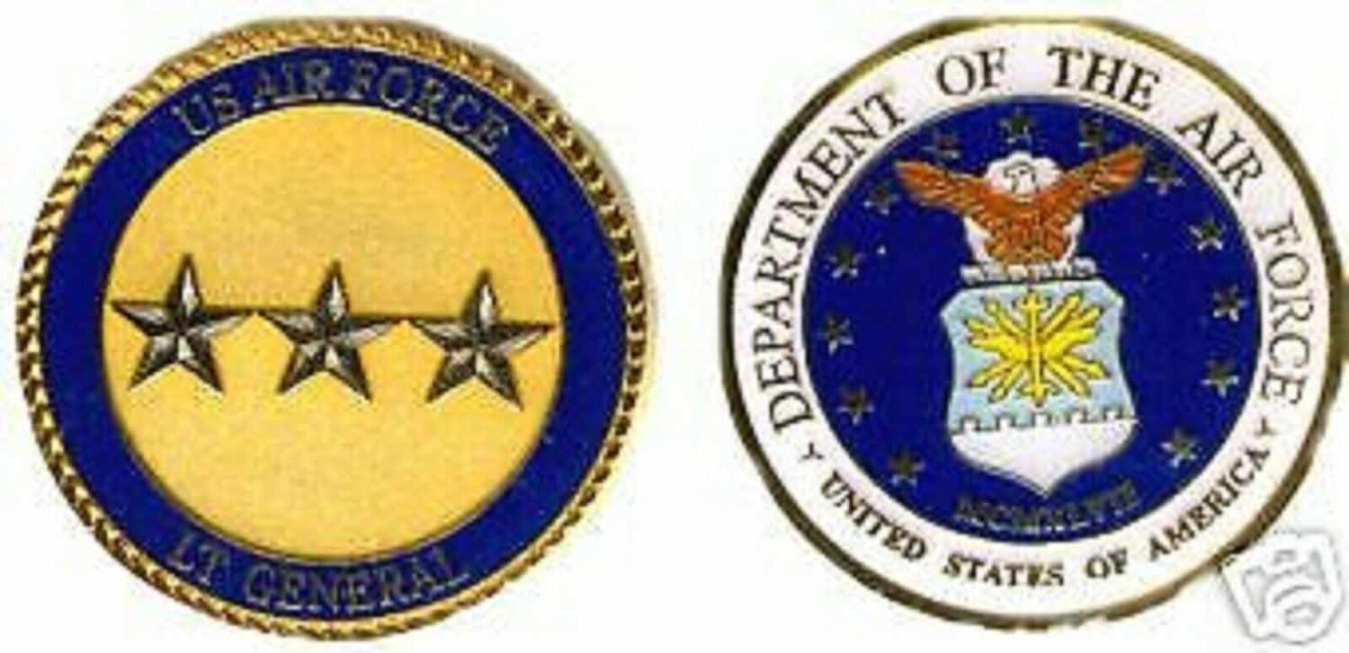 USAF AIR FORCE LIEUTENANT LT GENERAL 3 STAR CHALLENGE COIN