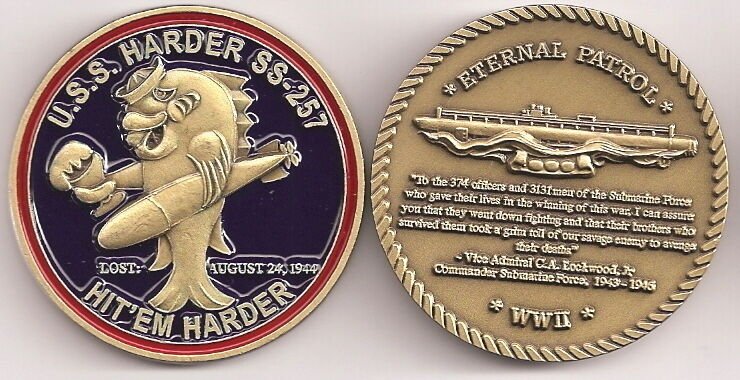 NAVY USS HARDER SS-257 LOST SUBMARINE CHALLENGE COIN