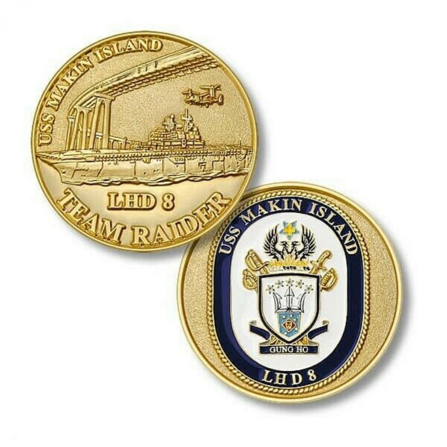 NAVY USS MAKIN ISLAND LHD-8 TEAM RAIDER 1.75" CHALLENGE COIN