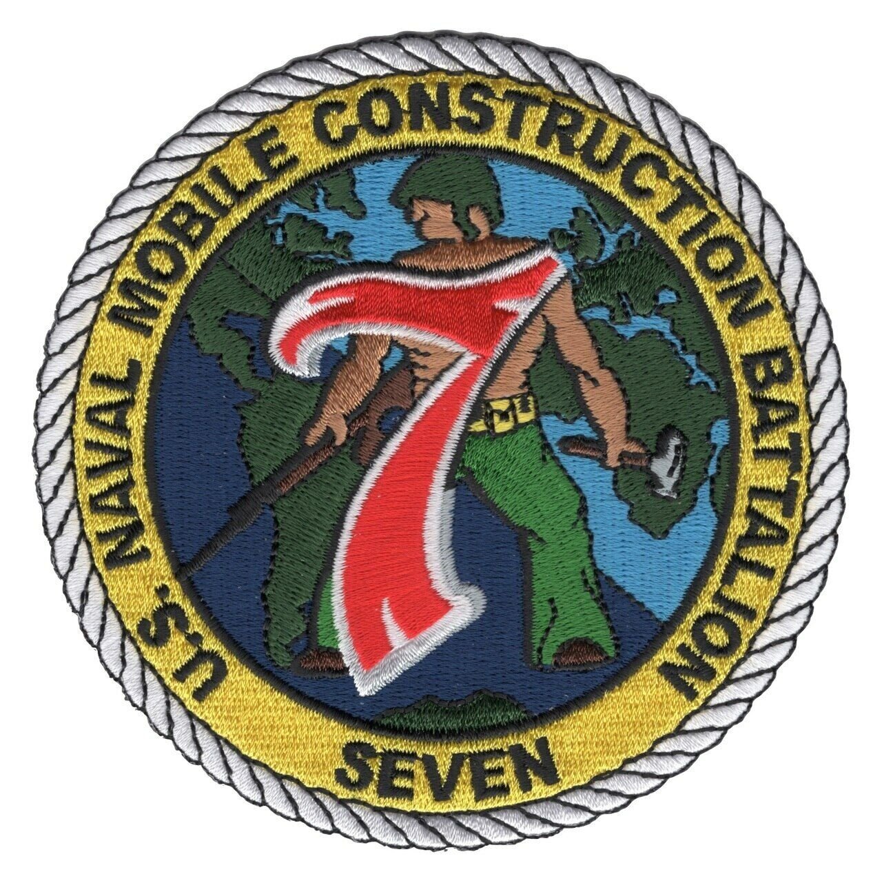 NAVY NAVAL MOBILE CONSTRUCTION BATTALION SEVEN NMCB 7 EMBROIDERED 4" PATCH