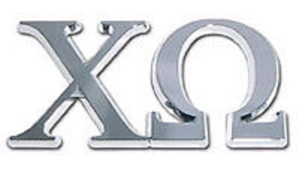 CHI OMEGA SORORITY CHROME ADHESIVE EMBLEM MEDALLION