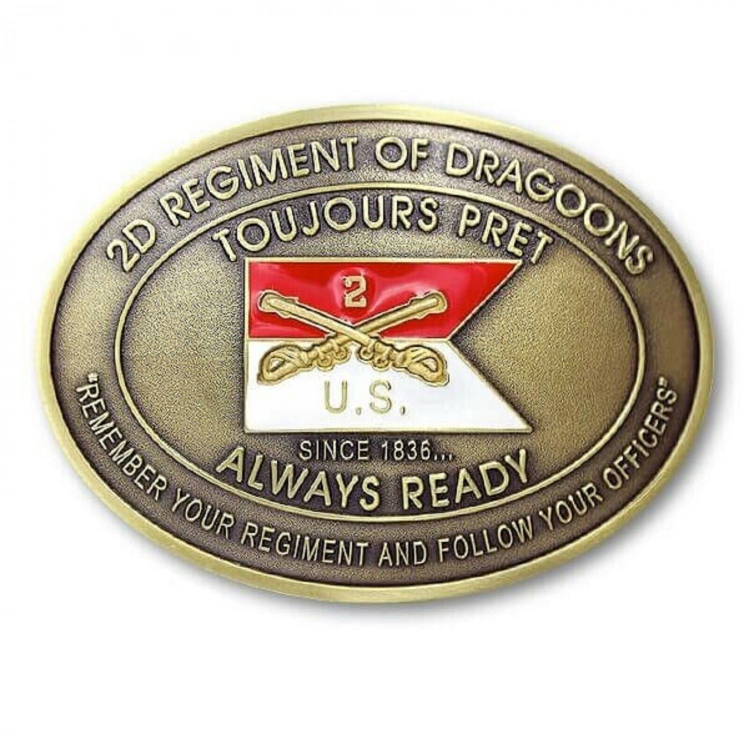 ARMY 2ND CAVALRY REGIMENT 3.25" BELT BUCKLE