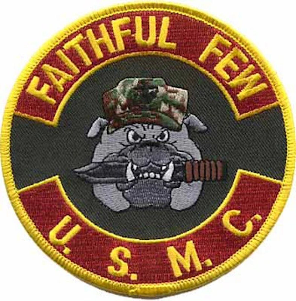 4" FAITHFUL FEW USMC MARINE CORPS BULL DOG MILITARY ROUND EMBROIDERED PATCH