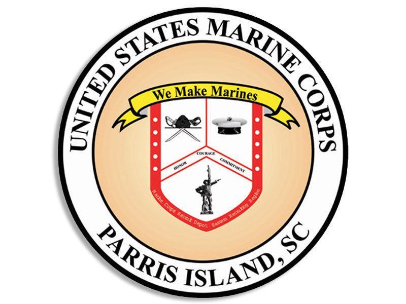 USMC MARINE CORPS PARRIS ISLAND WE MAKE MARINES USA MADE CAR 4" STICKER ...