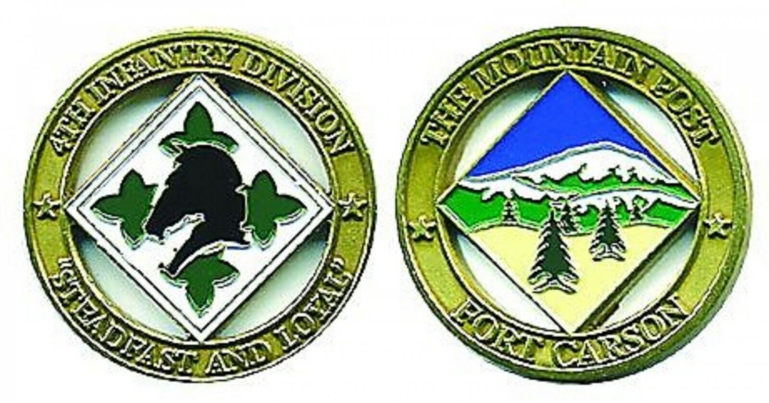ARMY FORT CARSON 4TH INFANTRY DIVISION STEADFAST AND LOYAL CHALLENGE COIN