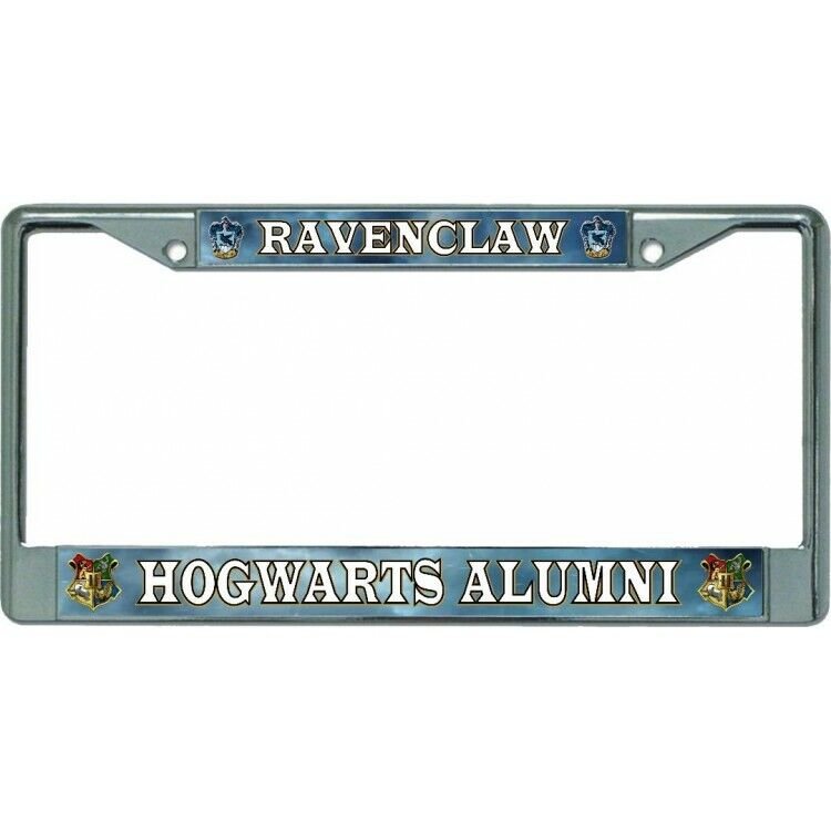 ravenclaw hogwarts alumni harry potter logo chrome license plate frame