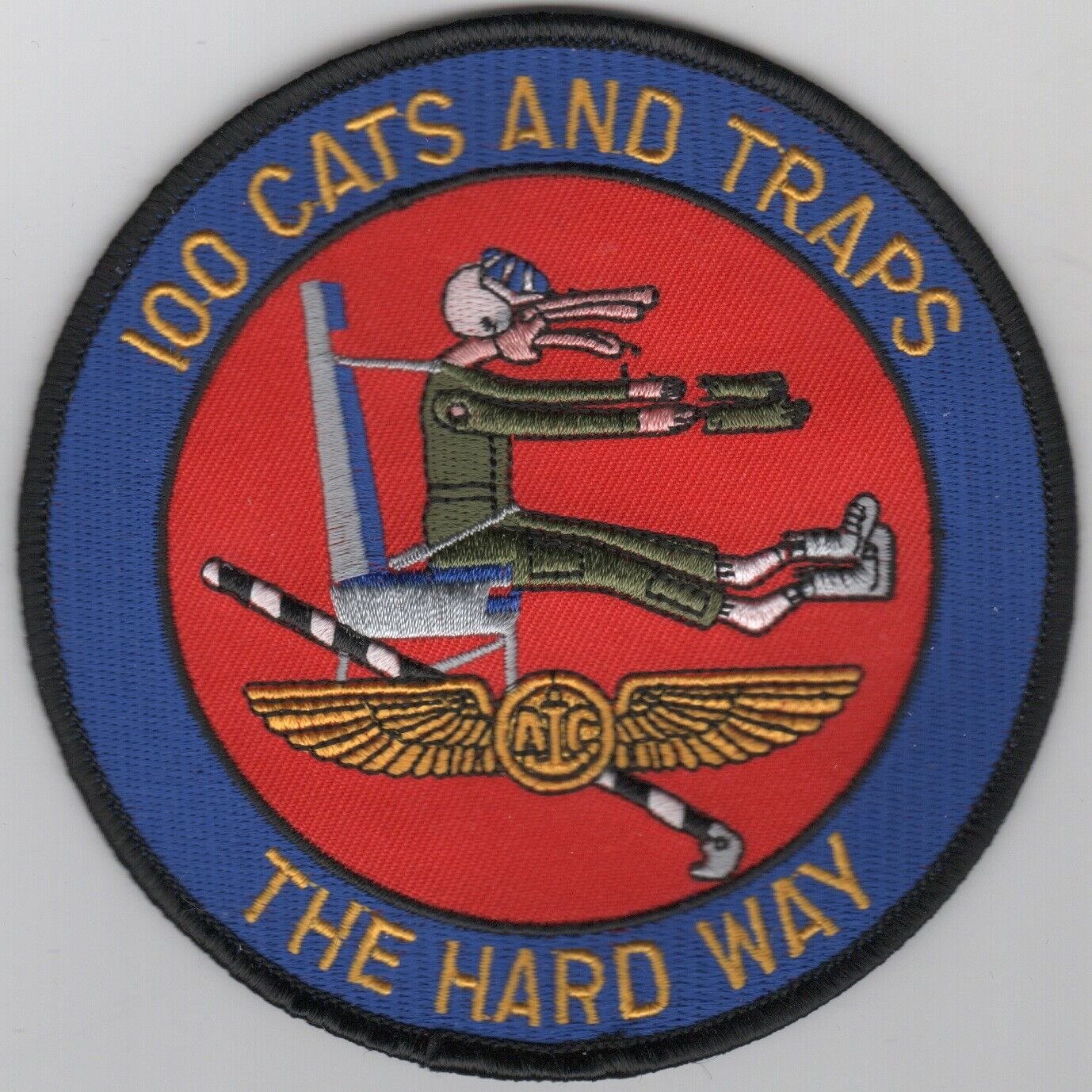 4" USN NAVY NAVAL AVIATION AIRCREW 100 CATS TRAPS EMBROIDERED JACKET PATCH